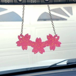 Pink Sakura Cherry Blossom Rear View Mirror Charm, Pink Sakura Rear ...