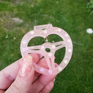 Pink Sakura Heart Steering Wheel JDM Keychain, Pink Tsurikawa Keychain ...