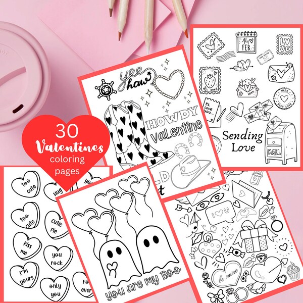 Printable Valentine Coloring Pages - Etsy