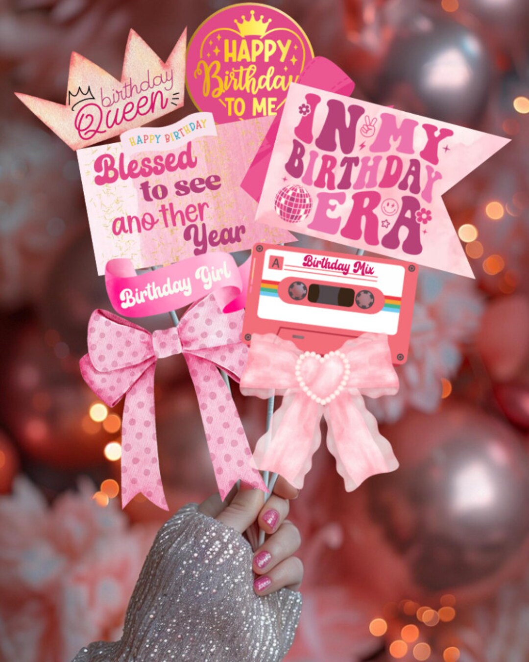 Birthday Pennant Flags, Pink Birthday Flag , Printable Pennant Flags ...