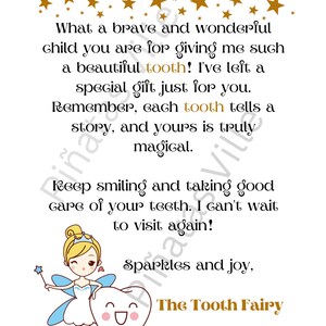 Printable Letter From the Tooth Fairy, Instant Download Tooth Fairy ...