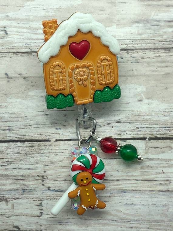 Christmas Gingerbread House Name Badge Holder/badge Reel | Etsy