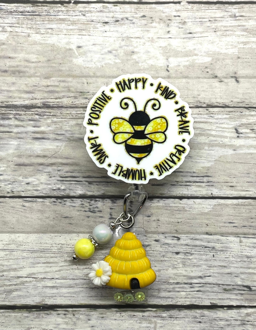 Bee Happy Retractable Badge Reel - Etsy