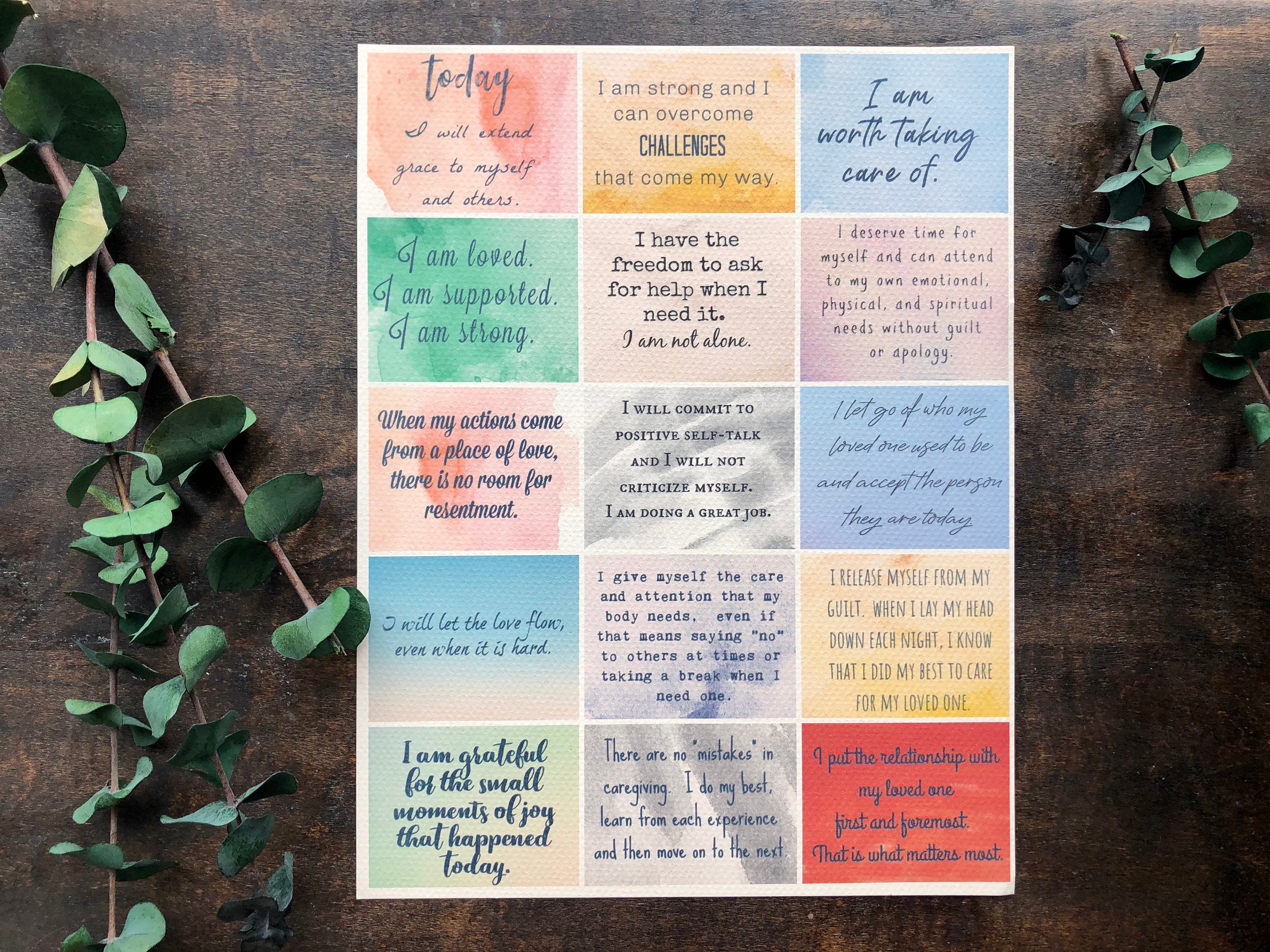Printable Positive Affirmation Cards for Caregivers Set of 15 - Etsy ...