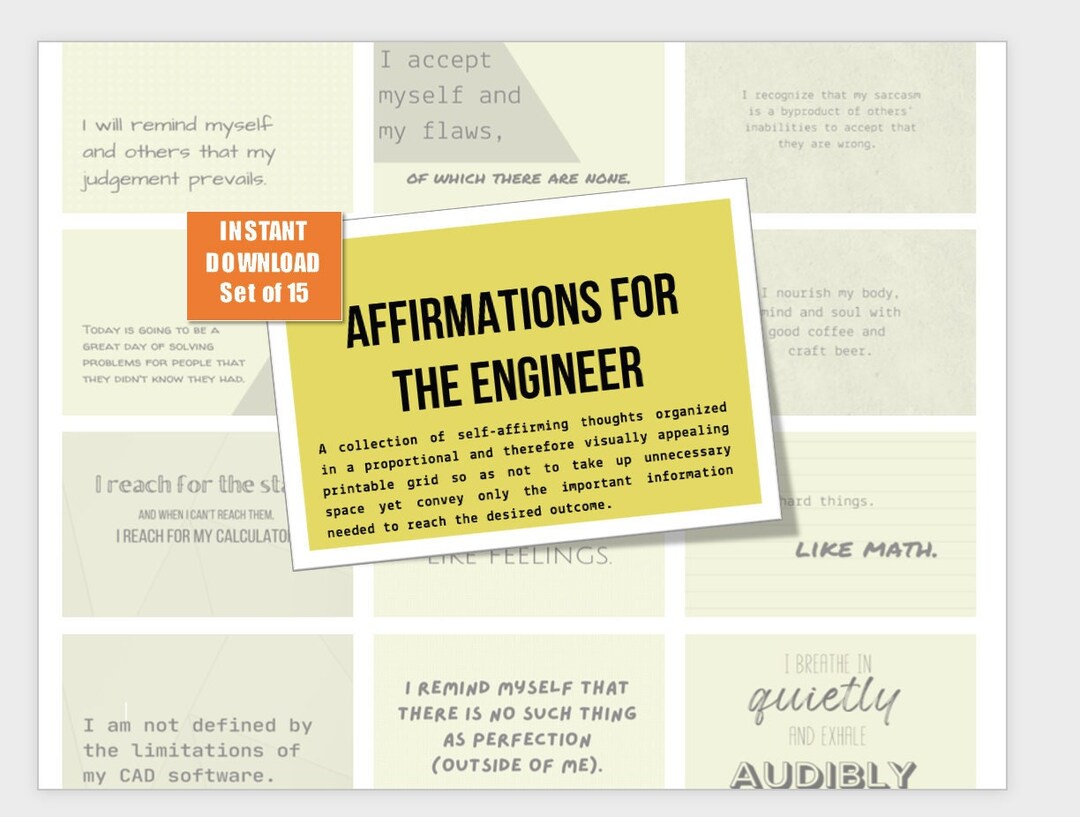 Funny Engineer Affirmations: Sarcastic Printable Cards (set of 15) - Etsy
