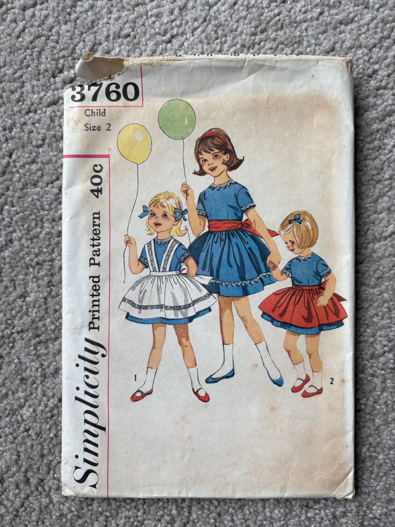 Vintage 1950s Toddler Sewing Patterns: Size 1-3, Pinafore, Jacket ...