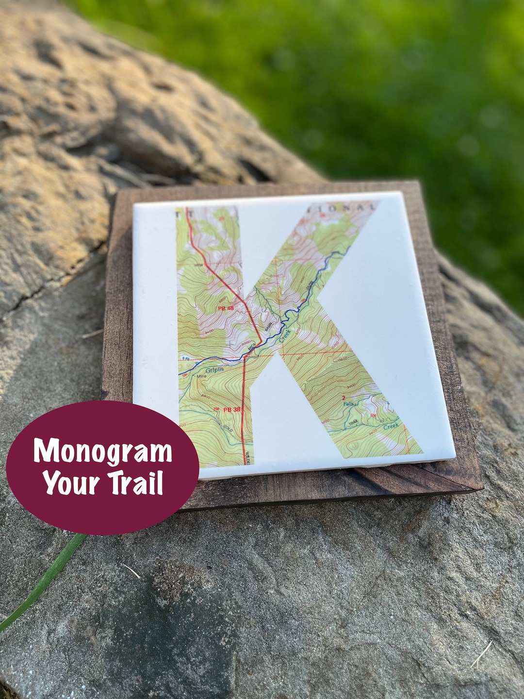 Personalized MONOGRAM Custom Trail or Location Map | Unique Gift for ...
