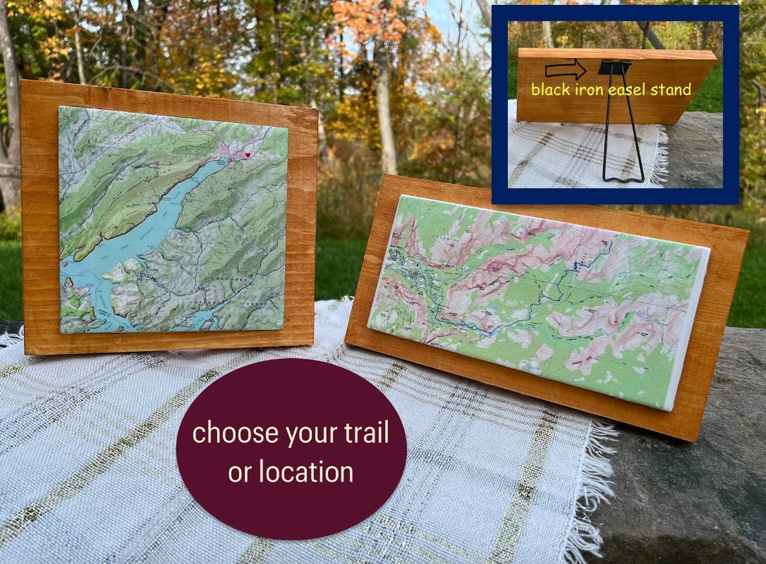 Personalized Custom Trail or Location Map With Iron Easel Stand ...
