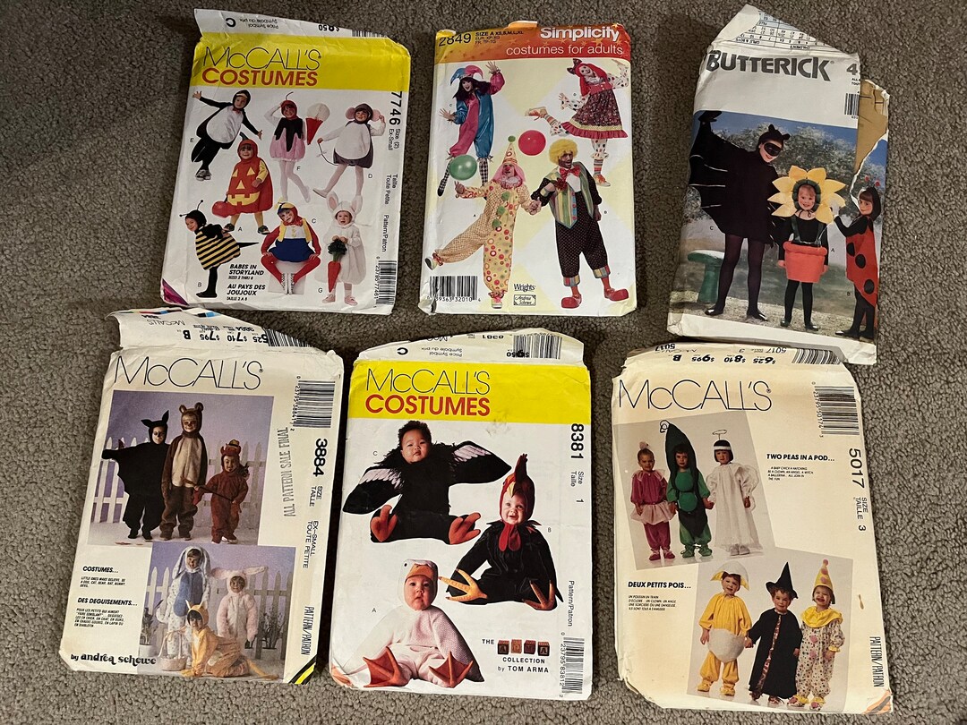 Halloween Costume Sewing Patterns From 1990's Infant, Toddler, Pea in ...