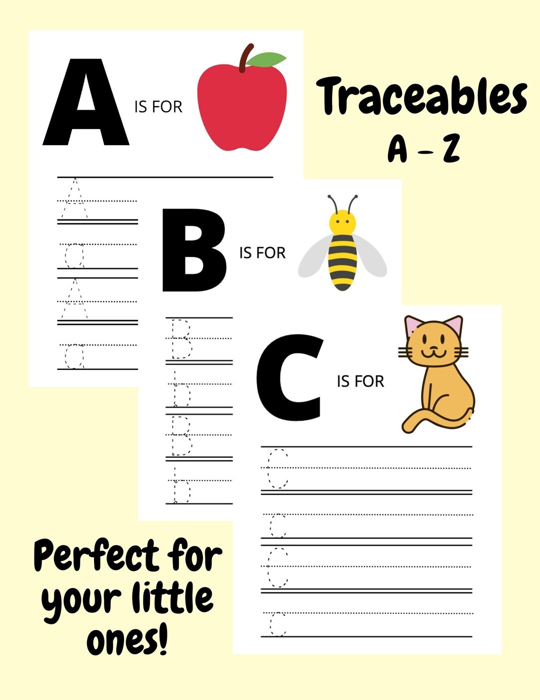 Printable Tracing Pages - Alphabet - Abc's - Download File - Etsy