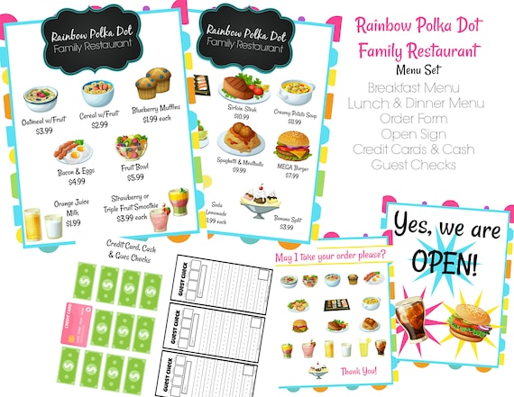 Kids Pretend Dramatic Play Restaurant Cafe Menu Set | Etsy
