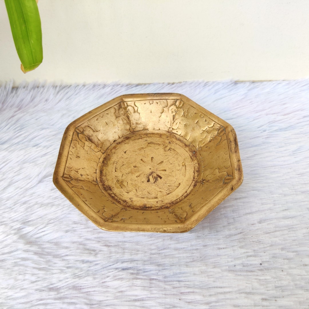 Vintage Bronze Plate Solid Octagonal Simple and Elegant Platter Indian ...