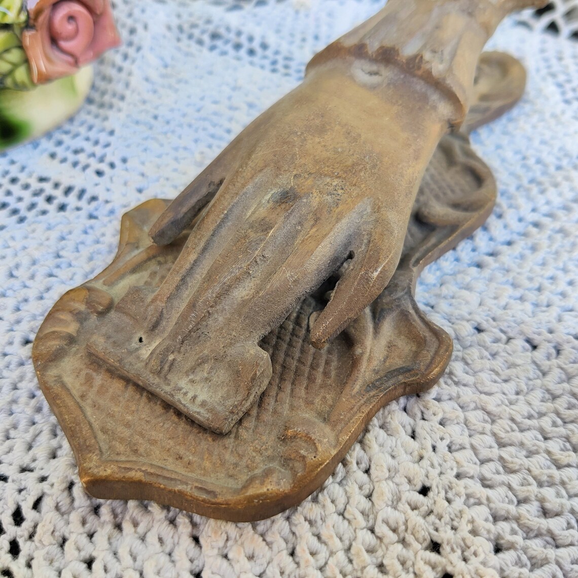 Antique Solid Brass Hand Shaped Paper Clip Holder Antique - Etsy