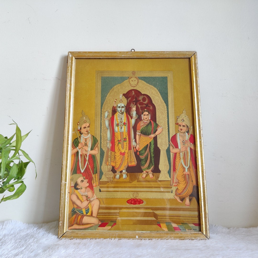 Vintage Print of Ram Darbar Original Wooden Frame|vintage Lord Ram ...