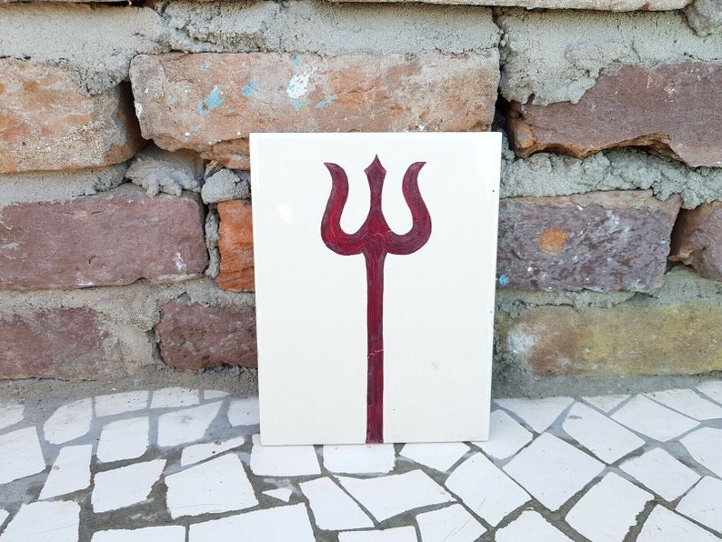 1970s Vintage Hand Painted Lord Shiva Trident Trishool Design ...