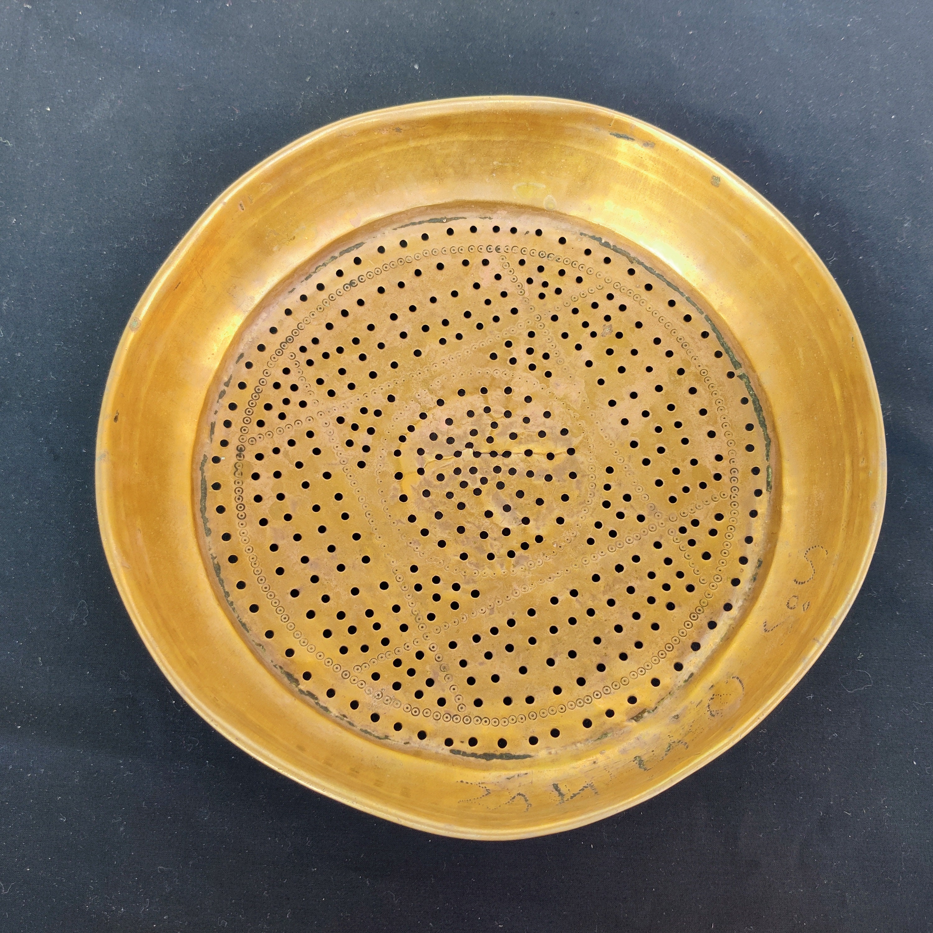 Antique Brass Colander/strainer Hand Beaten & Handmade Round Rice/pasta ...