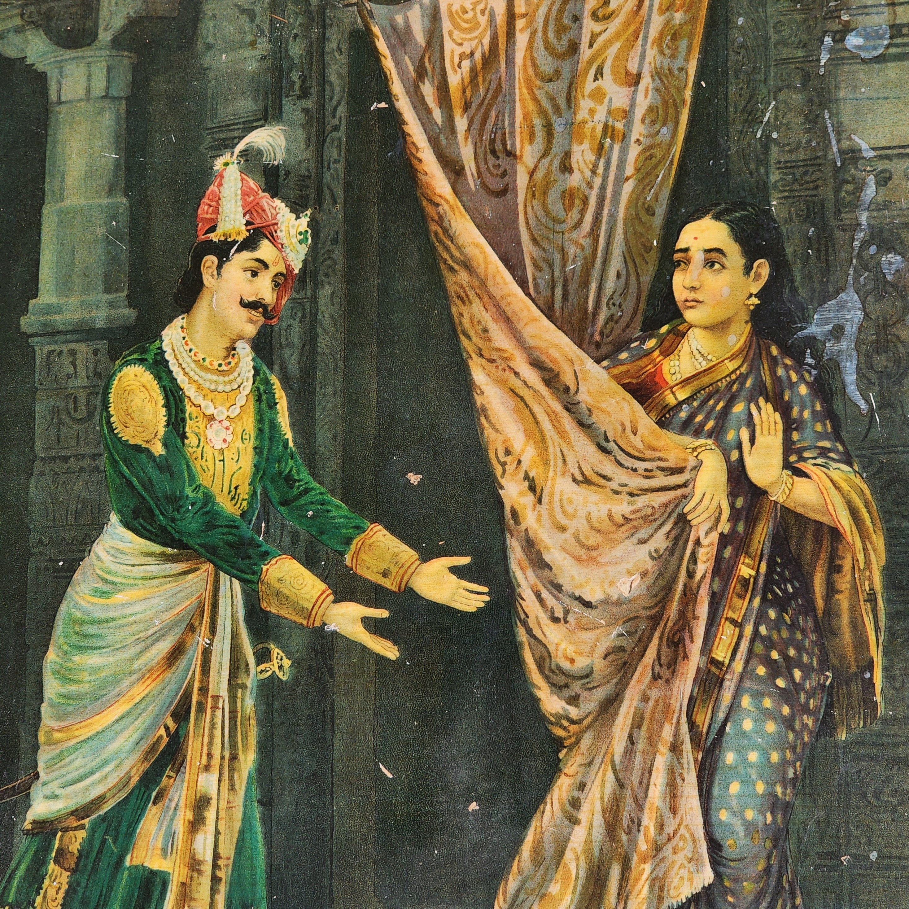 Vintage Raja Ravi Varma Printing Press Print of 'keechak Sairandhri ...