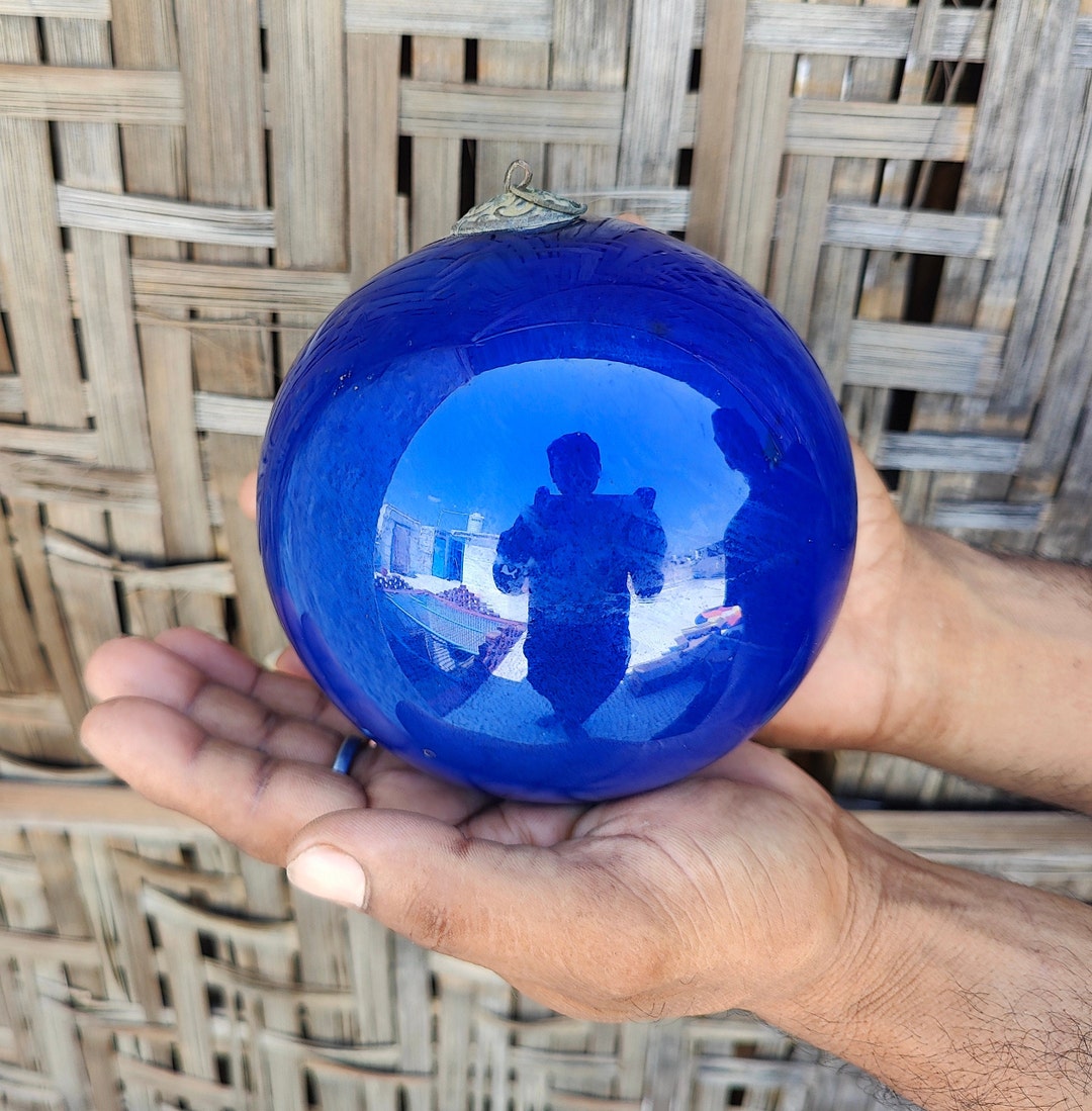 Antique Kugel 5" Cobalt Blue Glass Ball Christmas Ornament Germany ...