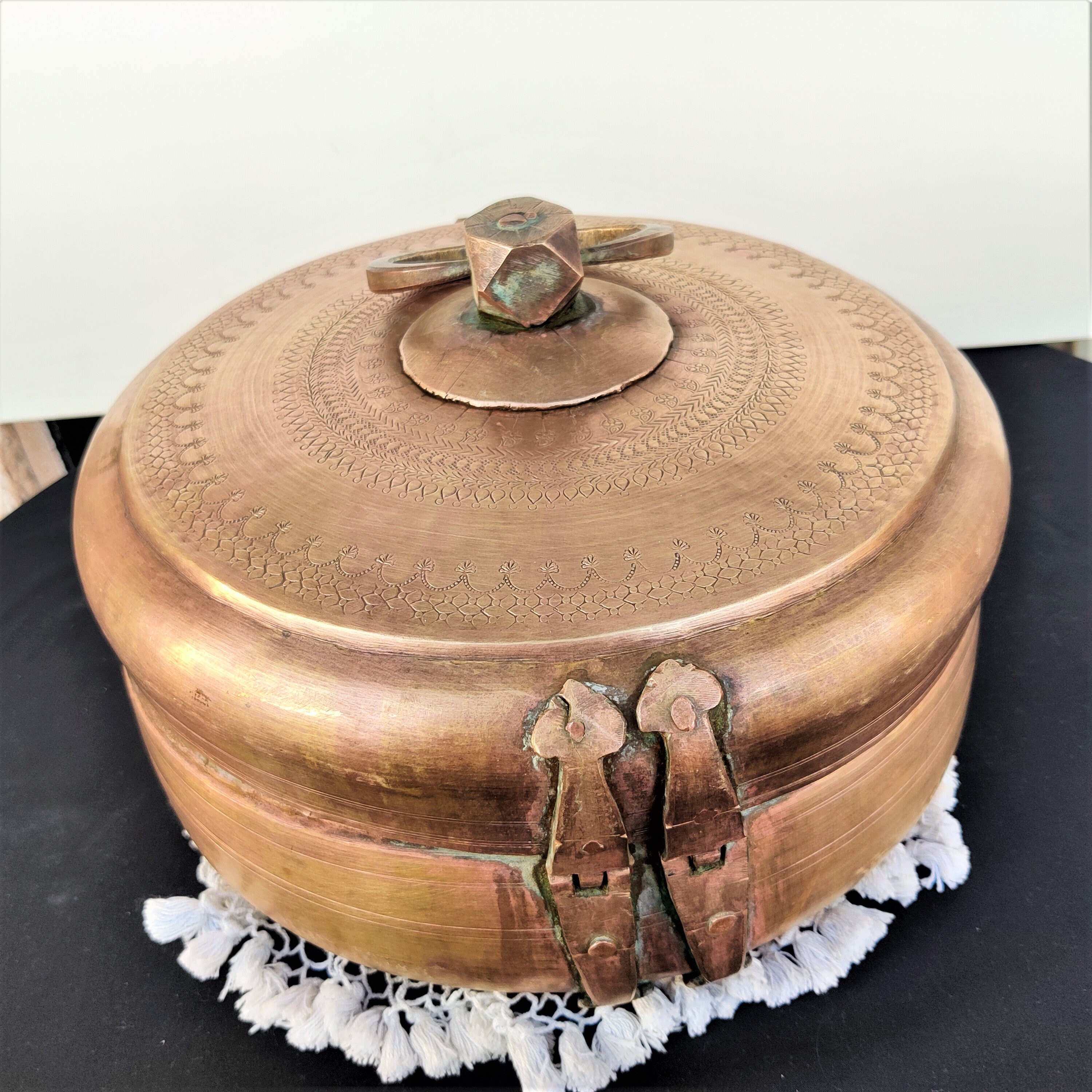 Antique Brass Rare 12.5" Jumbo Size Storage Box With Latch and Handle ...