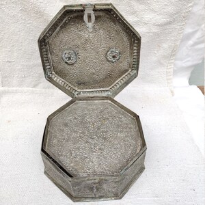 Antique Copper Octagonal Betel Nut Box | Rare Mughal Ornate Six ...