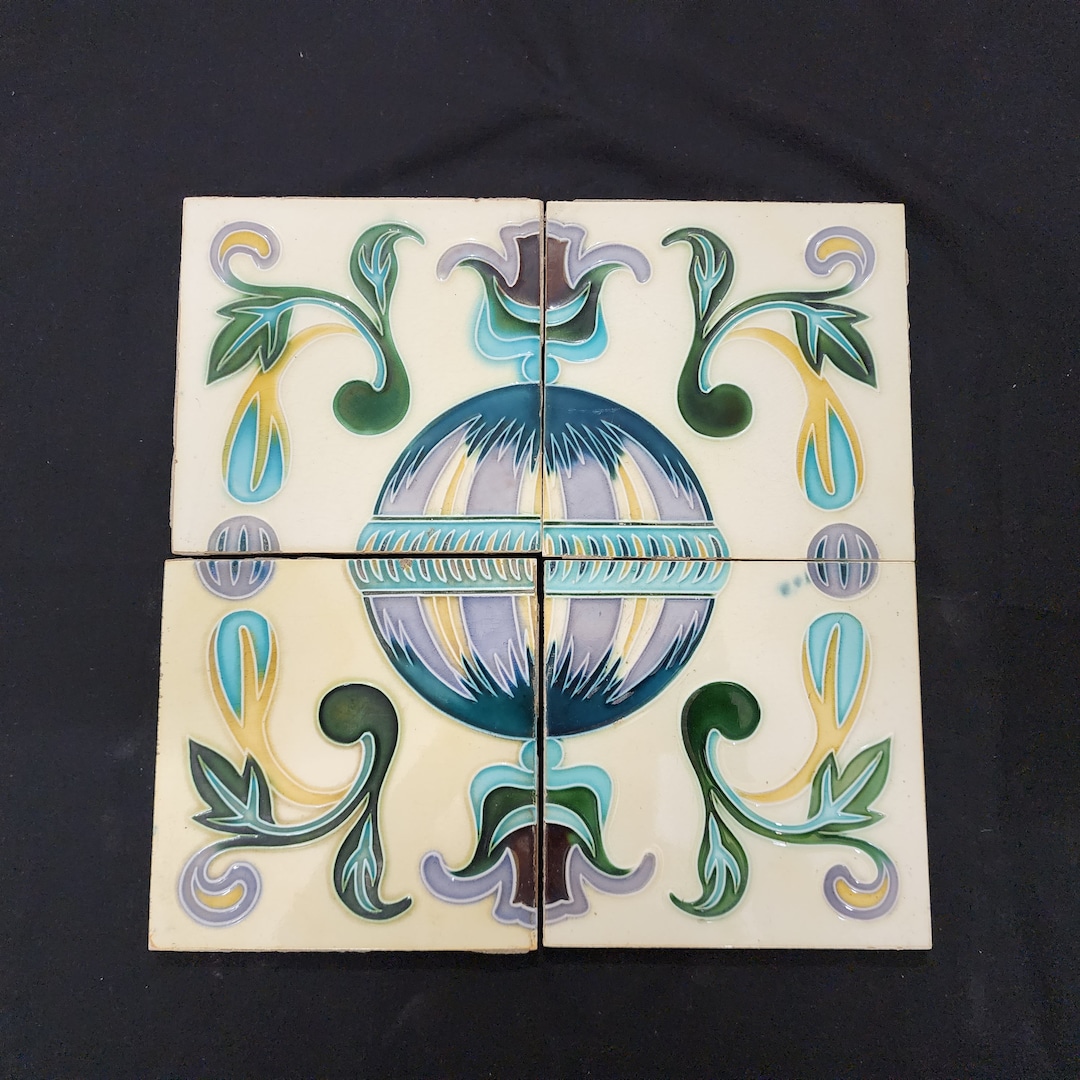 Vintage Globe Design Embossed Architecture Tile 4pc ,japan | Furniture ...