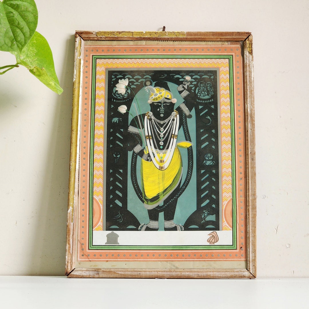 Vintage Shreenathji Print With Original Wooden Frame | Lord Krishna ...