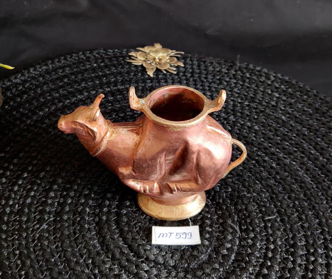 Antique Rare Brass and Copper Cow Holy Water Pot | Religious Holy Ganga ...