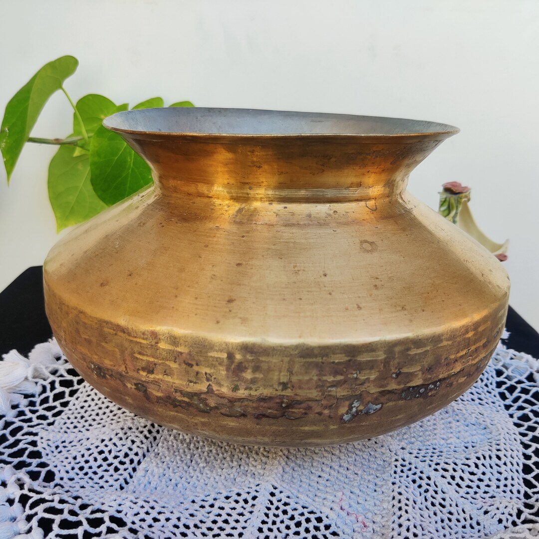 Antique Rare Solid Cooking Pot | Brass Planter | Antique Traditional ...