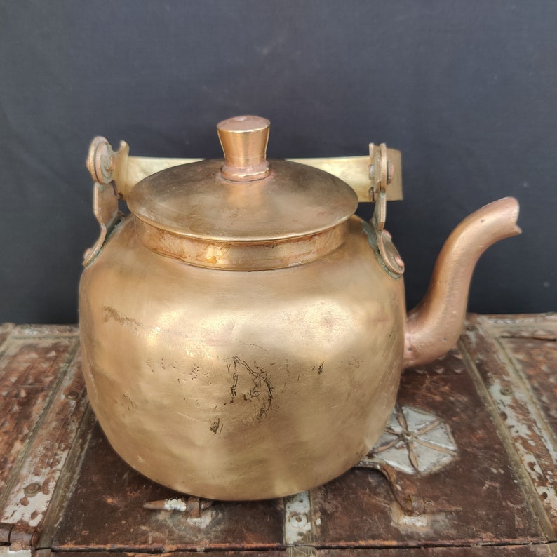 Antique Brass Tea Kettle/brass Tea Pot/antique Chai and Coffee Kettle ...
