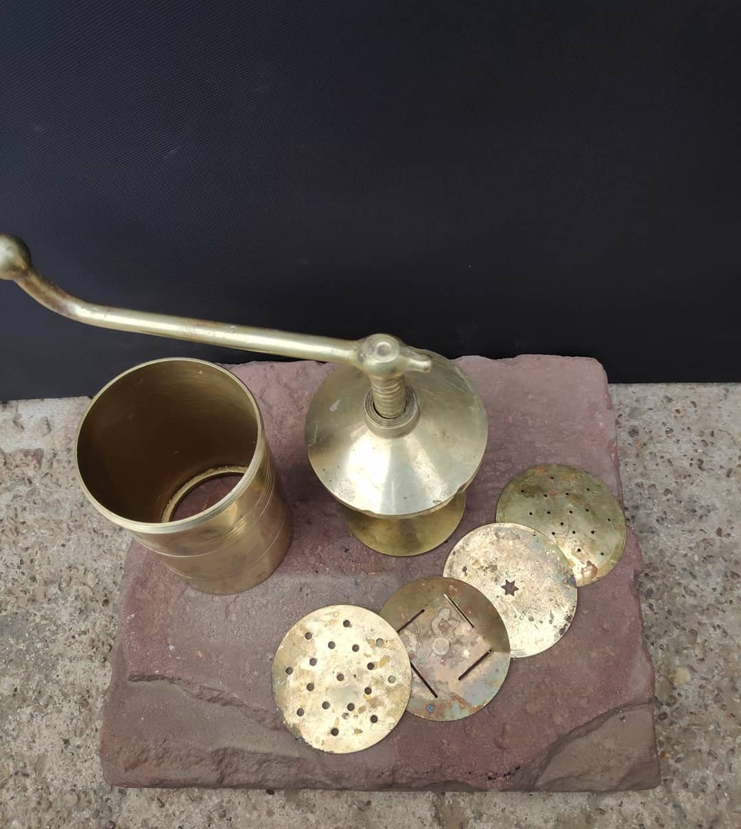 Vintage Brass Sev Snacks Maker Machine With 4 Different Jali Plates for ...