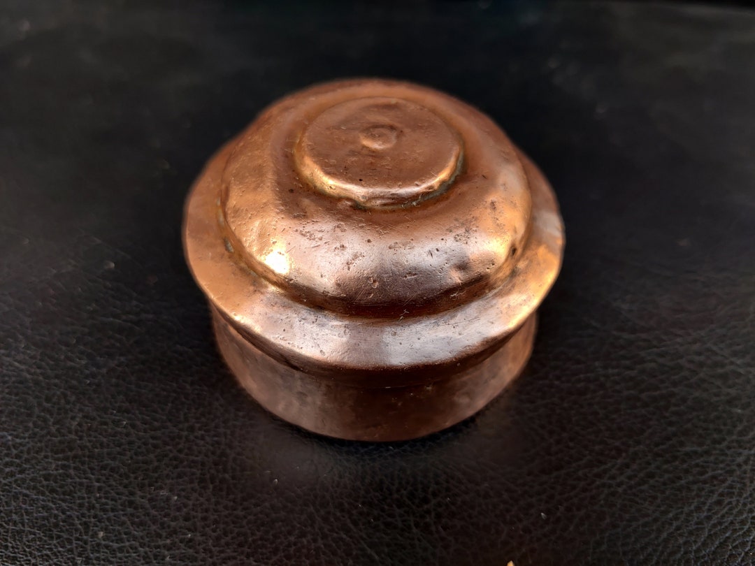 Antique Copper Jewellery Box/snuff Box/nut Box/powder Box/pill Box ...