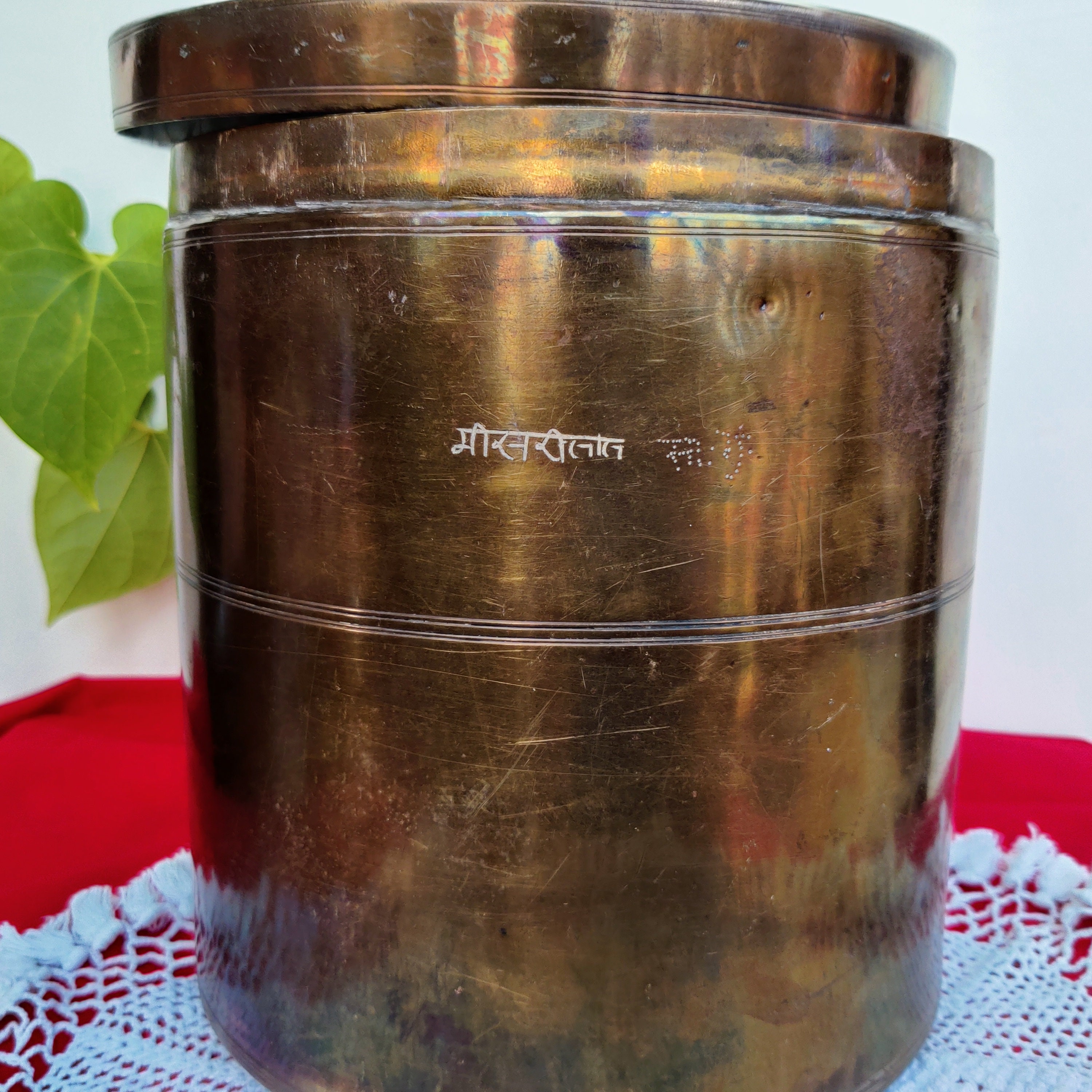 Vintage Brass Storage Container Snacks Canister Grain Box Vintage Brass ...
