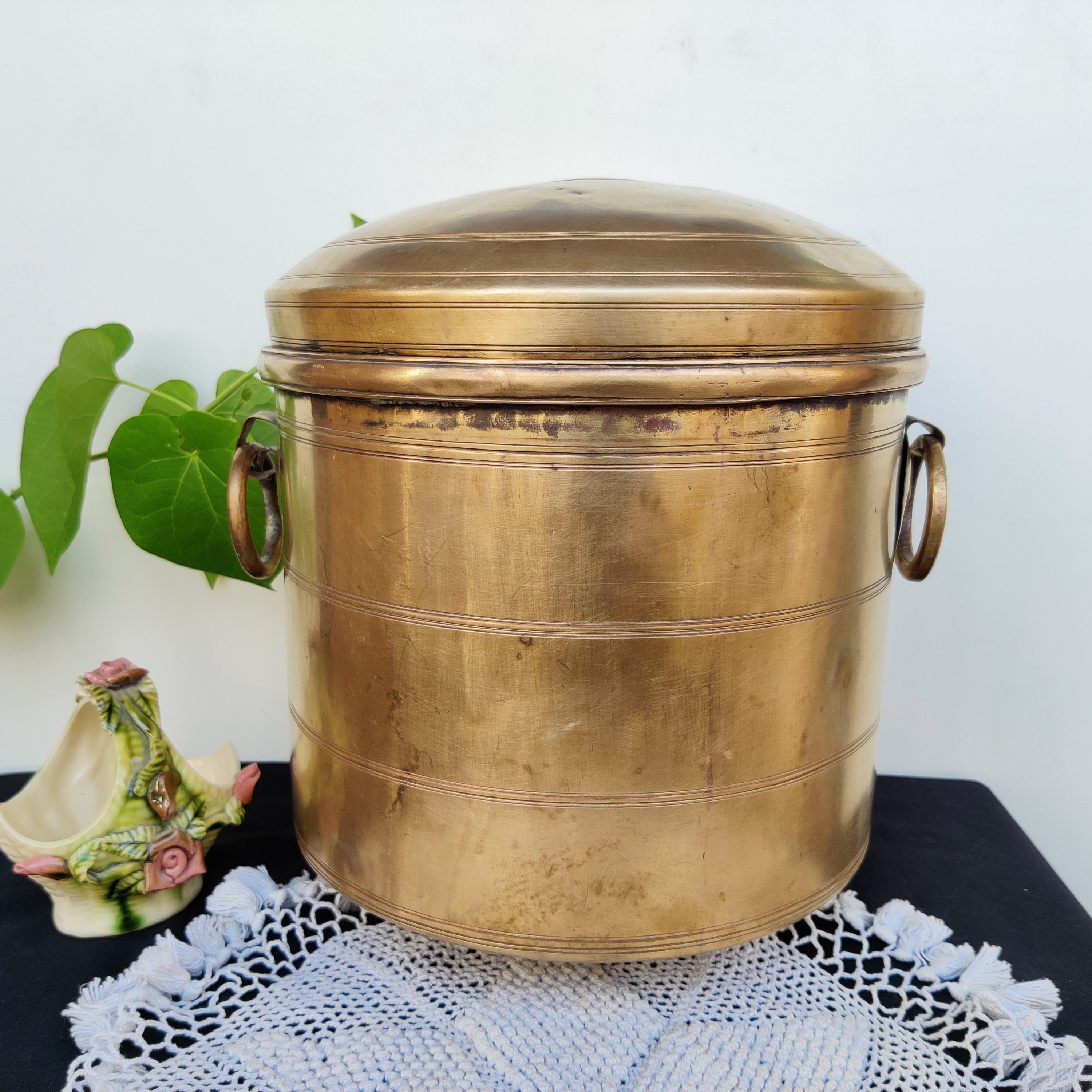 Antique Brass Storage Container / Snacks Canister / Grain Box - Etsy