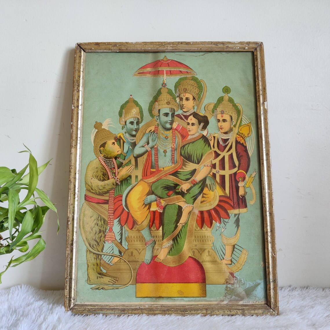 Vintage Rare Lithograph of Ram Panchayatan With Original Frame, Made in ...
