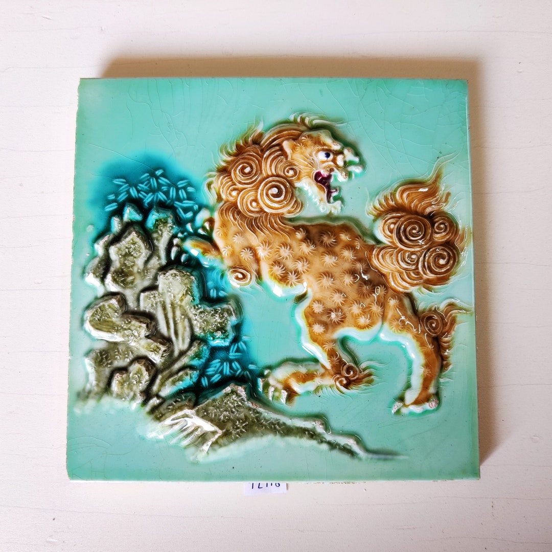 Vintage Mythical Dragon Rare Architecture Tile 6" X 6" , Japan | Rare ...