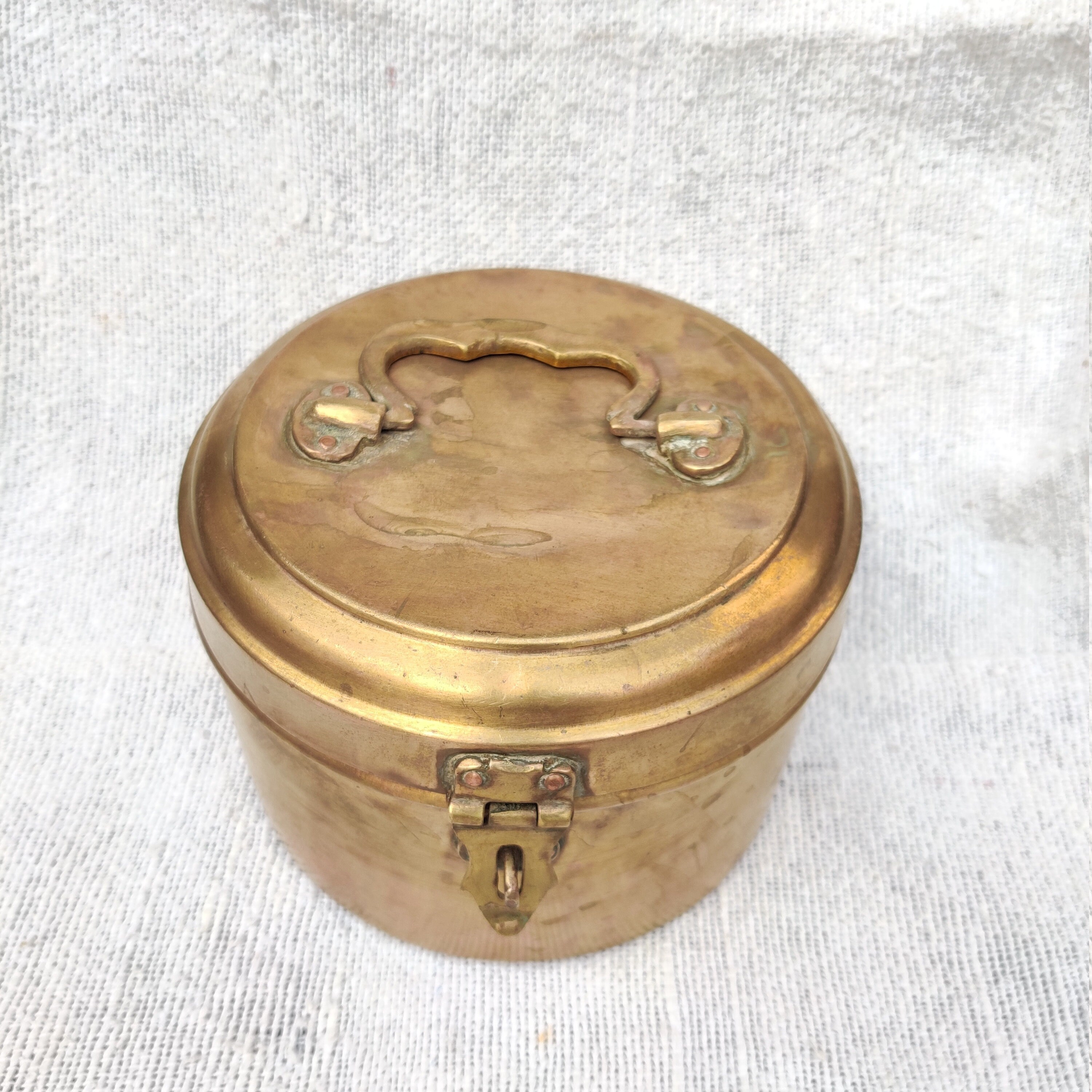 Antique Brass Storage Container|solid Snacks Canister|vintage Jewellery ...