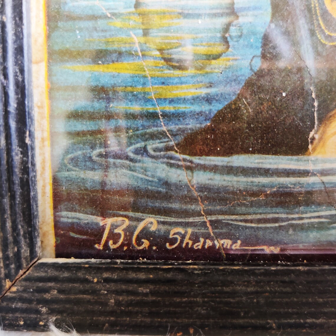 Vintage Gopi Vastraharan Rasleela Print With Original Wooden Frame ...