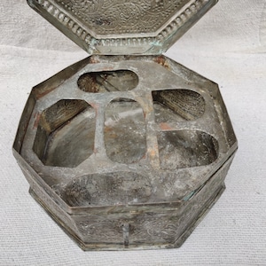 Antique Copper Octagonal Betel Nut Box | Rare Mughal Ornate Six ...