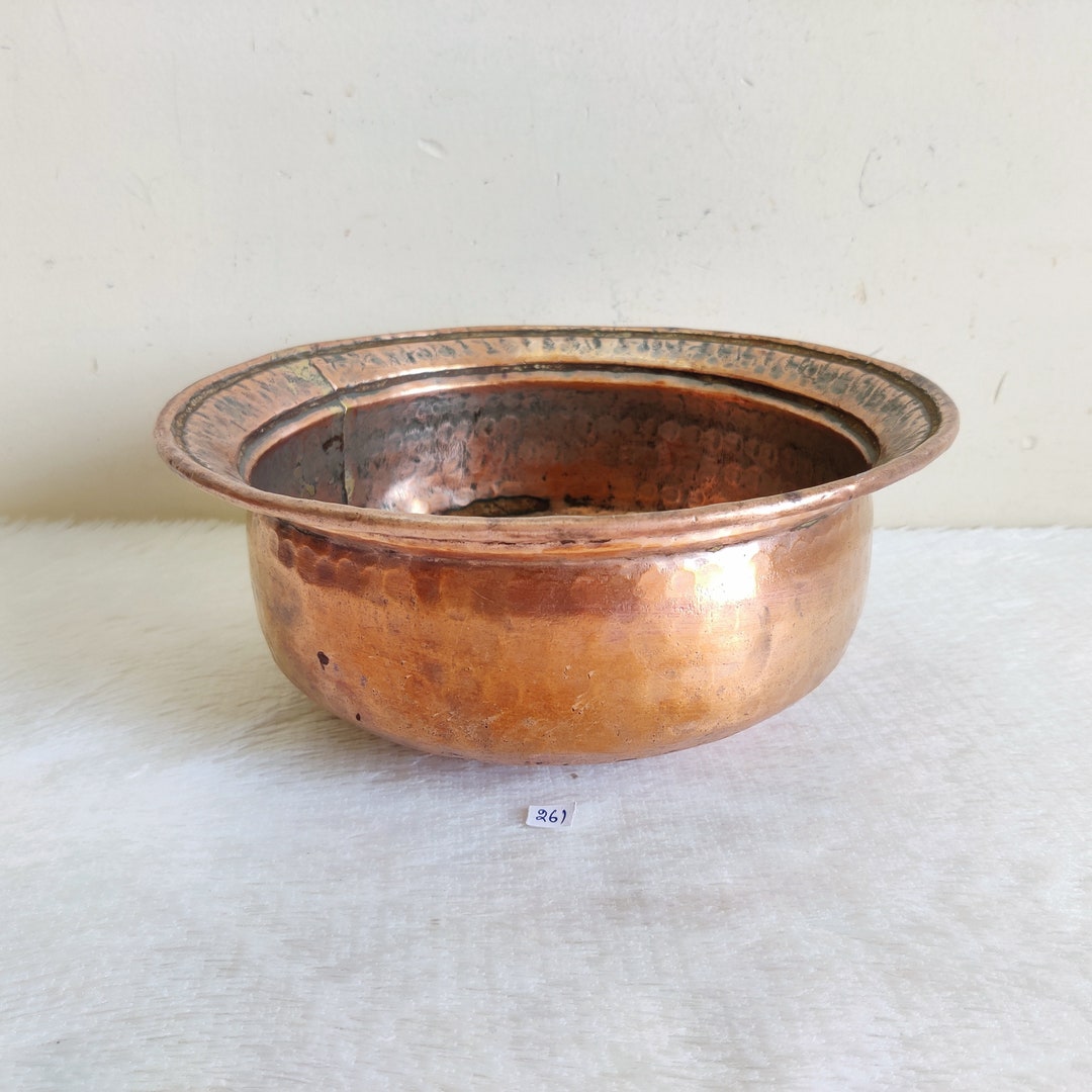 Antique Copper Solid Hand Hammered Cooking Pot | Antique Copper Urli ...