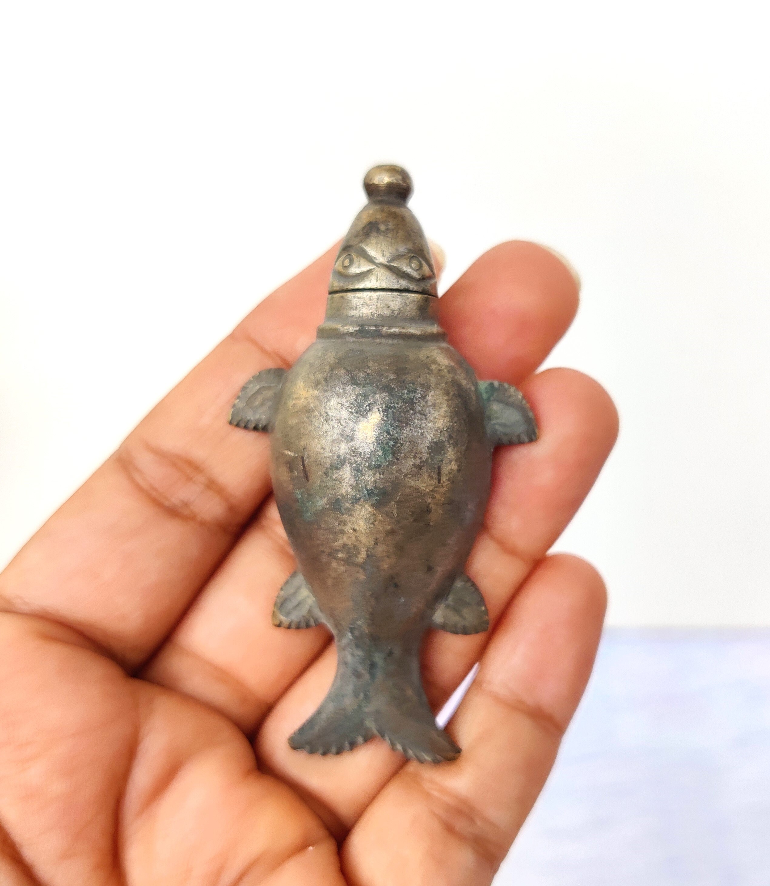 Antique Rare Bronze Fish Carved Perfume Bottle Mermaid - Etsy