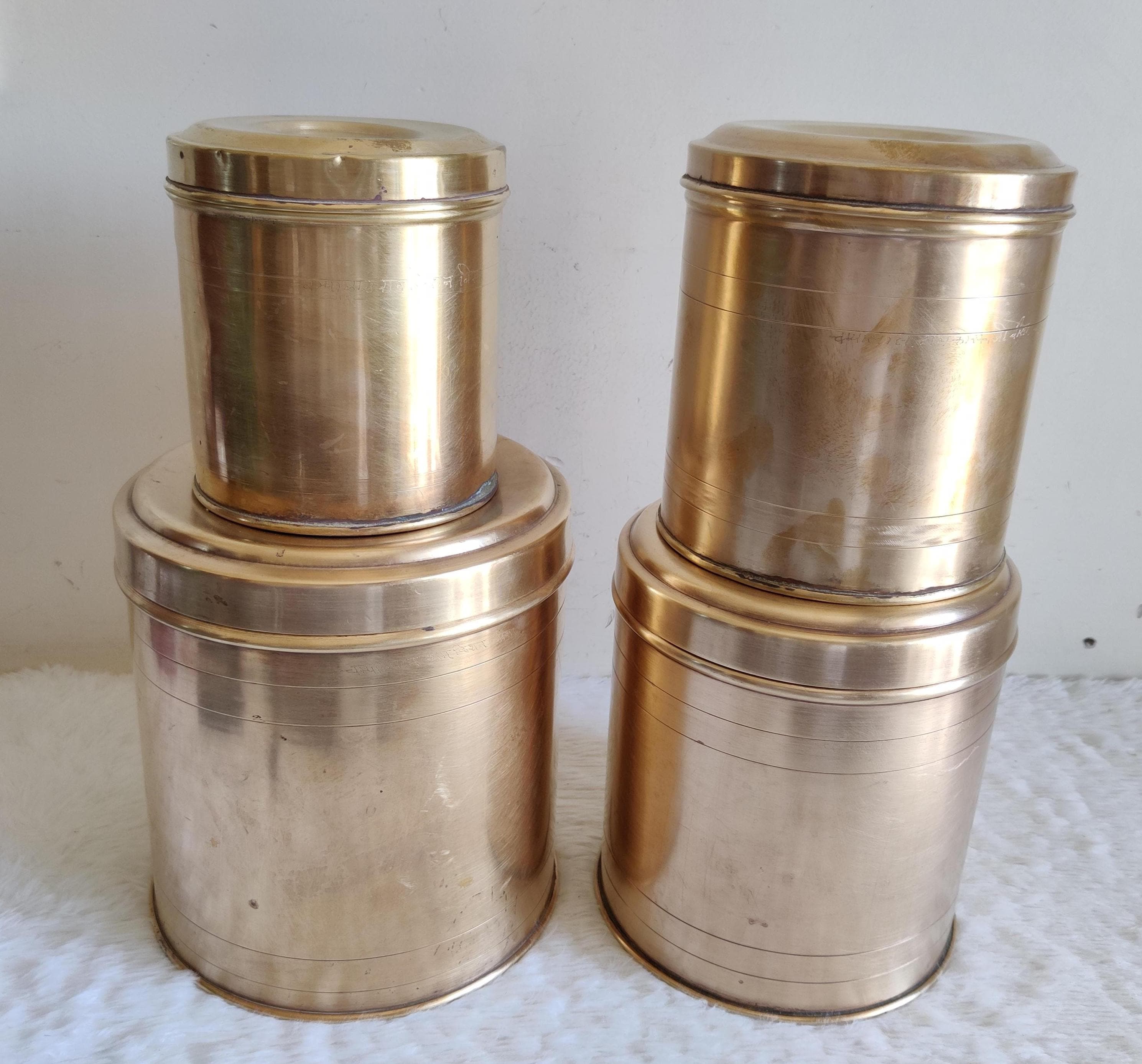 Antique Brass Storage Container With Lid | Snacks Canister | Grain Box ...
