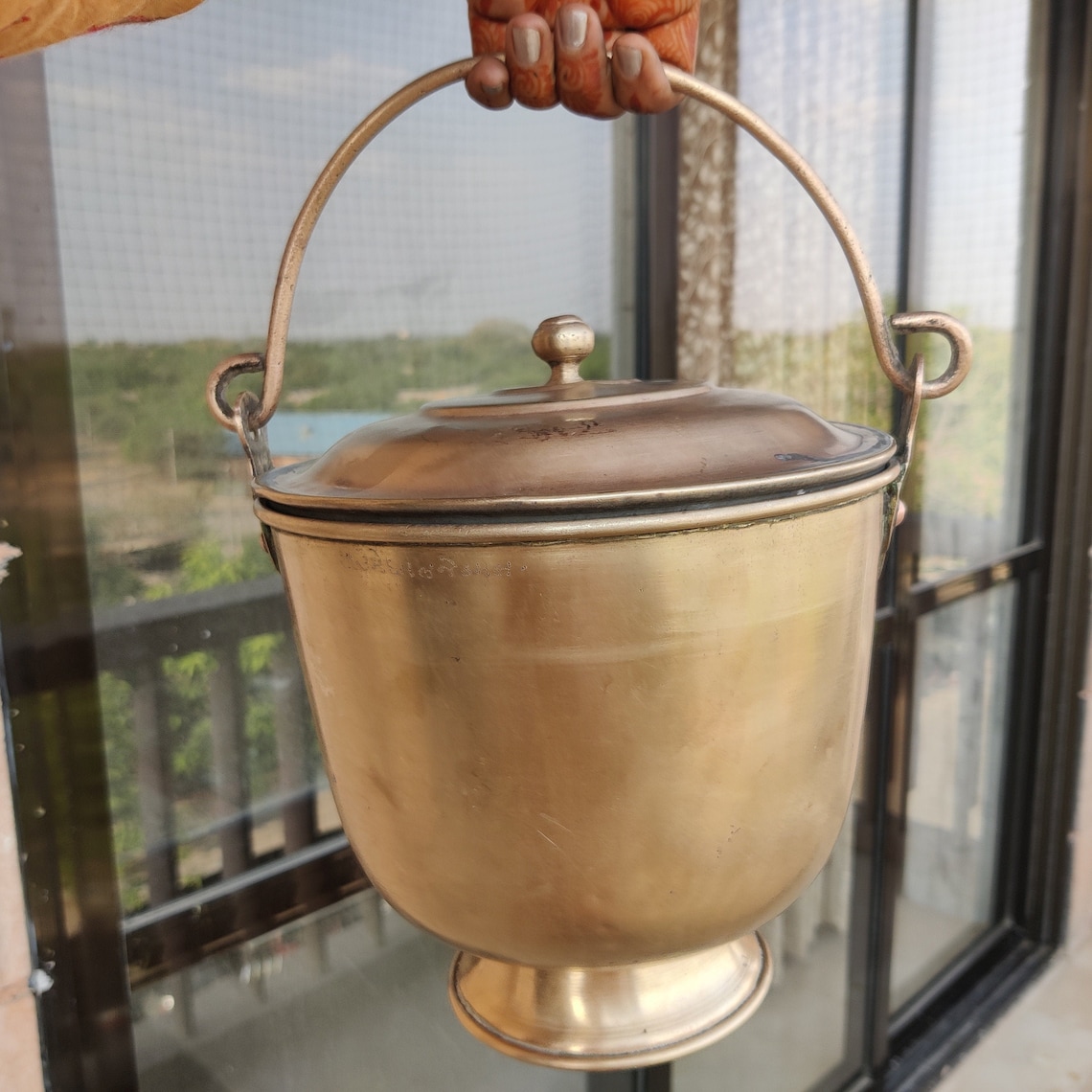 Antique Brass Container With Lid & Handlevintage Brass - Etsy