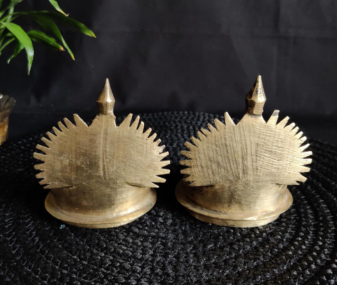 Antique Brass Handmade Oil Lamp Vilakku Set of 2 | Divine Oil Lamp ...