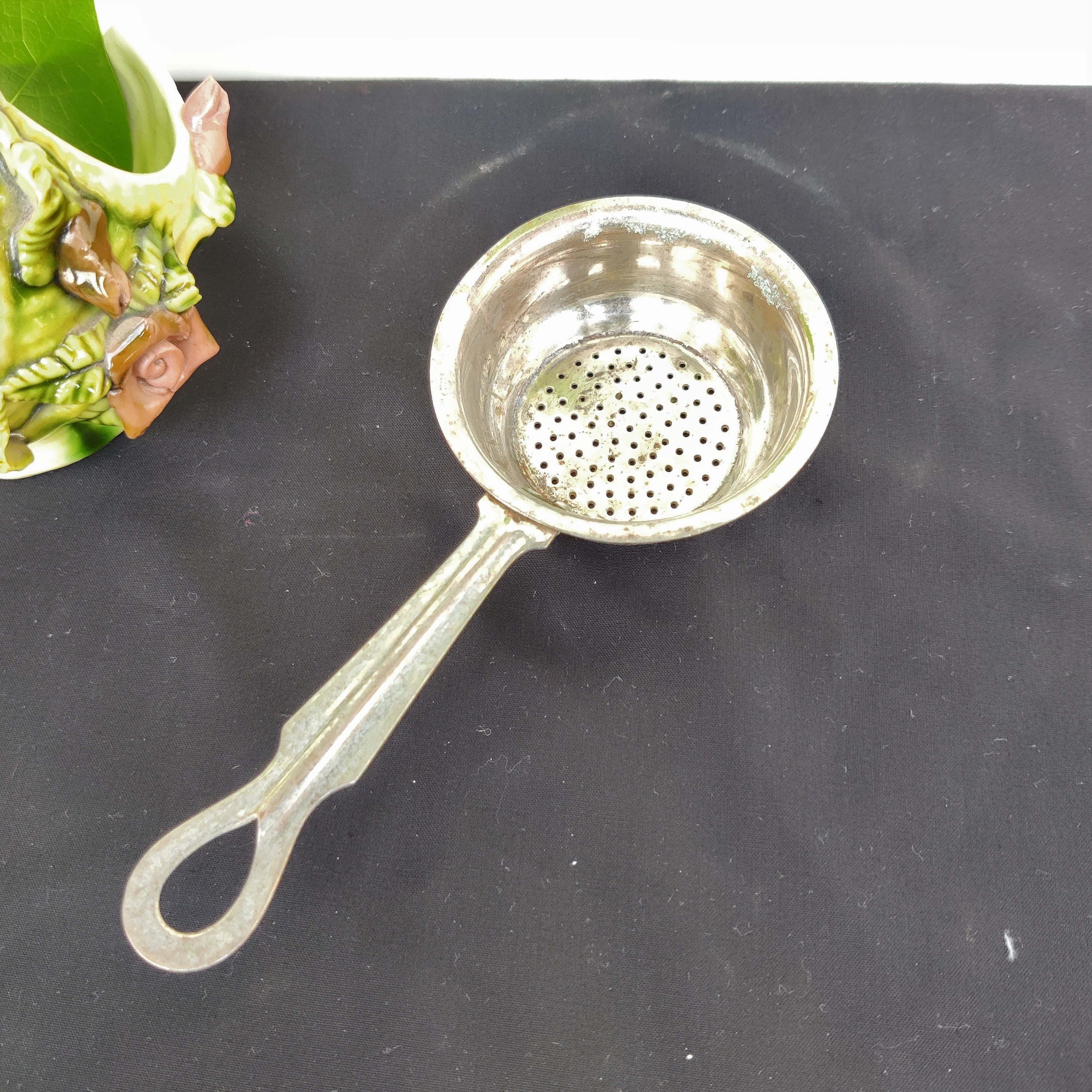 Antique Brass Nickel Plated Strainer | Vintage Brass Tea Strainer ...