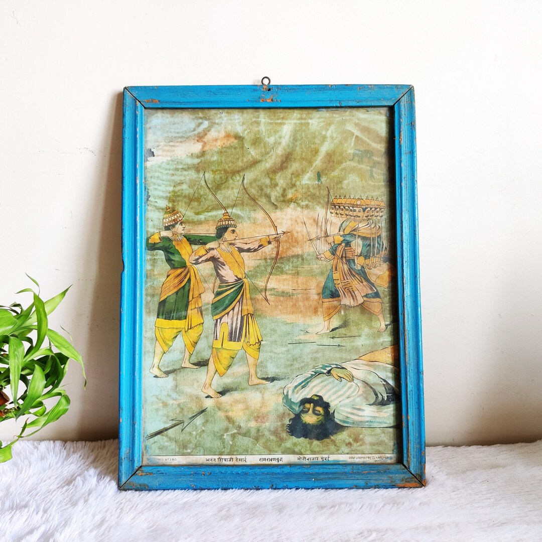 Vintage Ram Ravan Yuddha Raja Ravi Varma Printing Press Print With ...