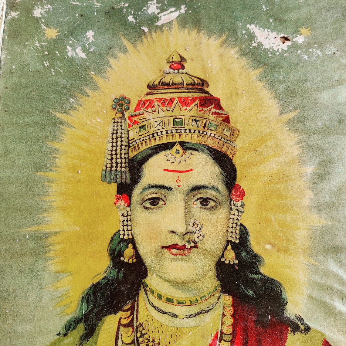 Vintage Raja Ravi Varma Printing Press Print of 'gauri' With Original ...