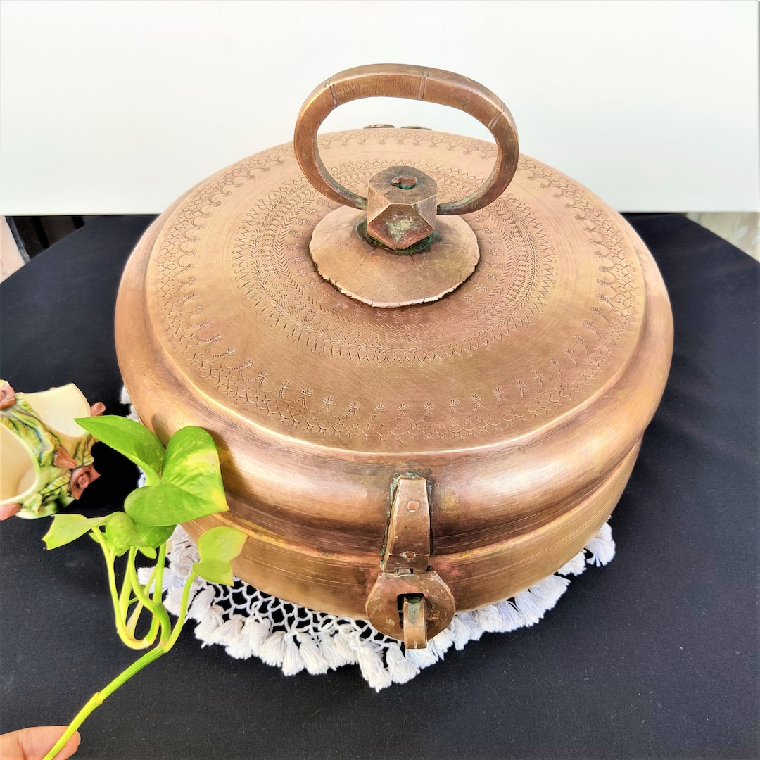 Antique Brass Rare 12.5 Jumbo Size Storage Box With Latch and Handle ...