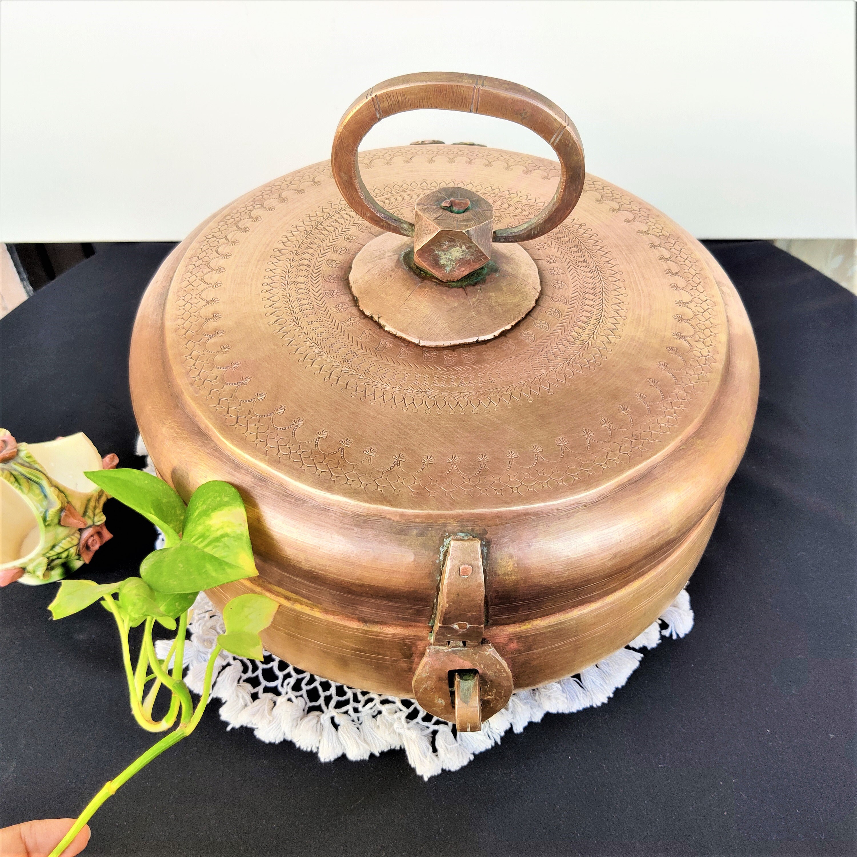 Antique Brass Rare 12.5" Jumbo Size Storage Box With Latch and Handle ...