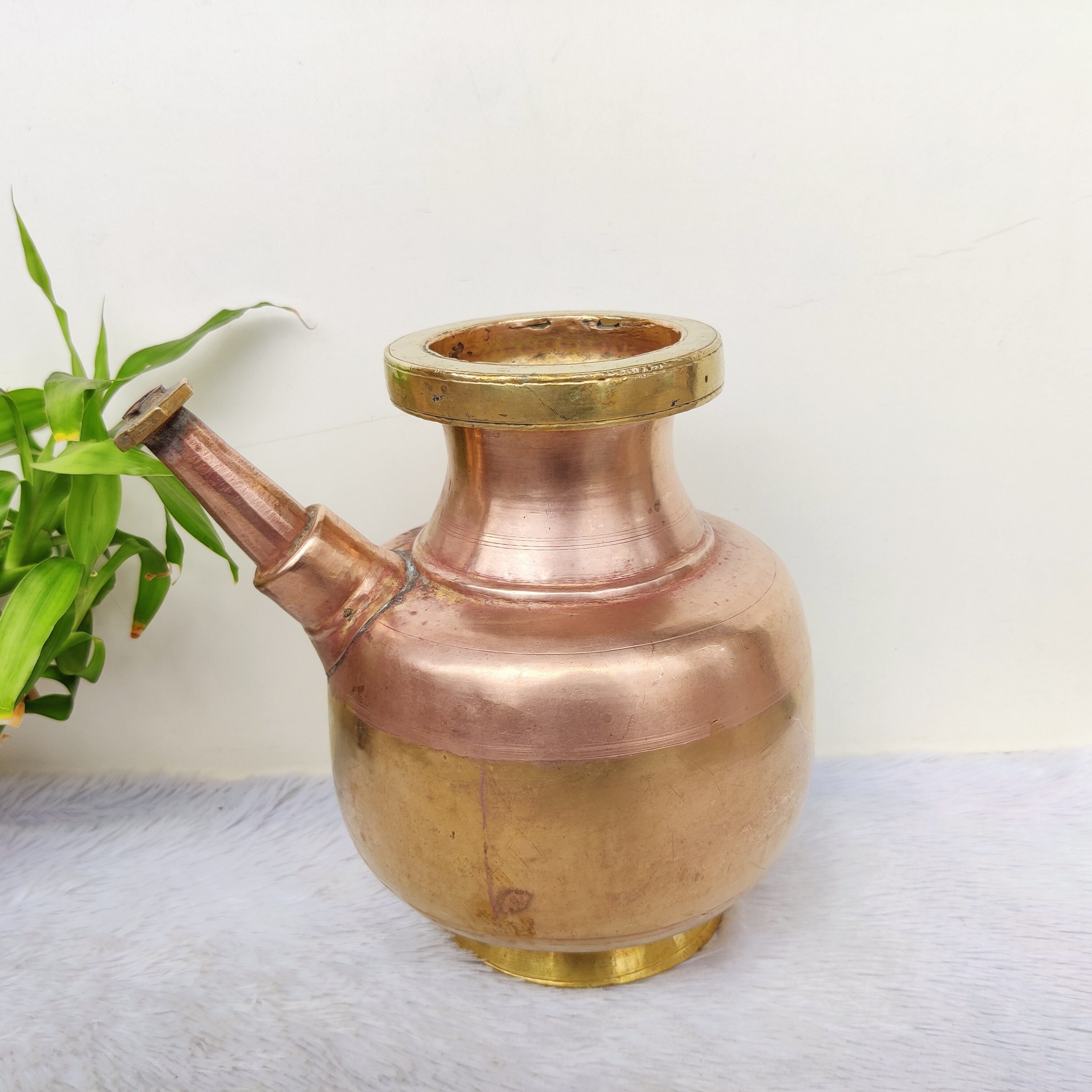 Antique Rare Brass and Copper Water Pot With Spout Ganga Jamuna Water ...