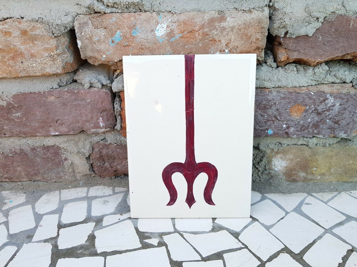 1970s Vintage Hand Painted Lord Shiva Trident Trishool Design ...